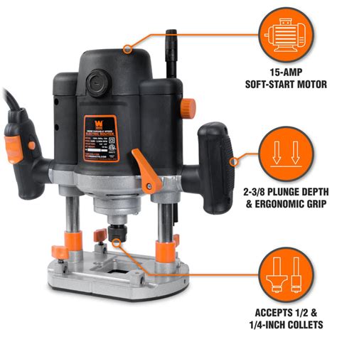 Wen Rt6033 15 Amp Variable Speed Plunge Woodworking Router Kit With Ca
