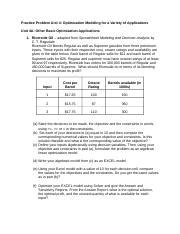 Practice Problems Unit 4A R2020 Docx Practice Problem Unit 4 Optimization Modeling For A