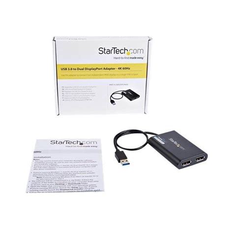 StarTech Com USB To Dual DisplayPort Adapter 4K 60Hz USB 3 0 5Gbps External Video