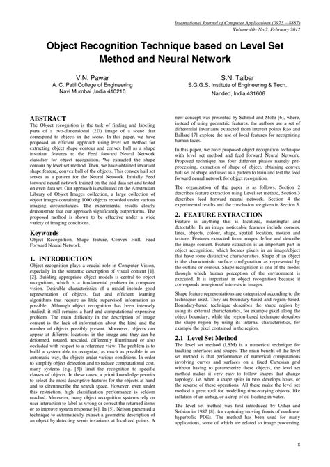 Pdf Object Recognition Technique Based On Level Set Method And Neural Network