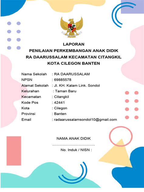 Rapot Kurikulum Merdeka Paud Pdf