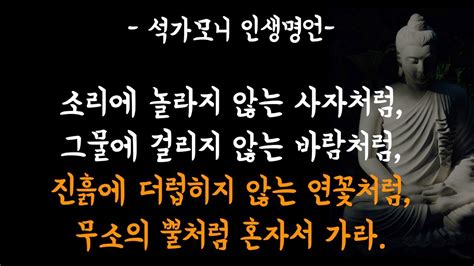 석가모니 부처님 말씀 인생명언 무소의 뿔처럼 혼자서 가라 Youtube