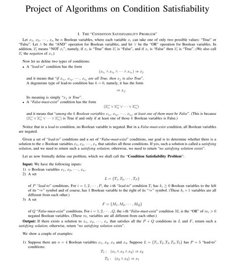 Solved Project Of Algorithms On Condition Satisfiability I