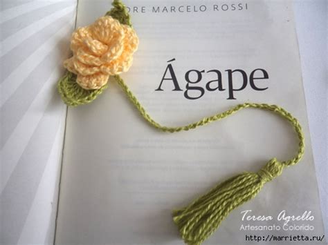 Розочка крючком закладка для книжки