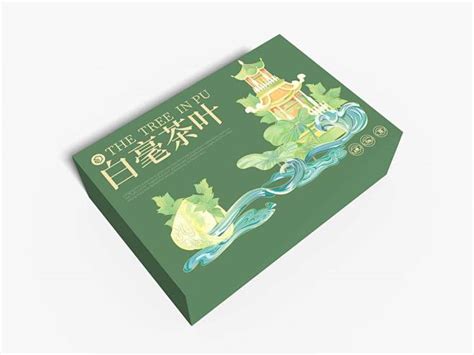 包小盒白毫茶叶礼盒天地盒包装设计展开图