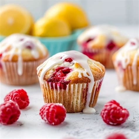 Lemon Raspberry Muffins With Glaze Insanely Good