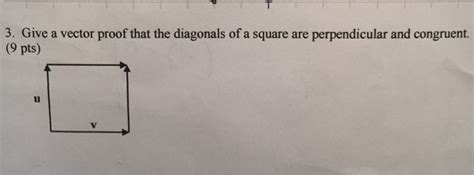 Solved Give A Vector Proof That The Diagonals Of A Square Chegg