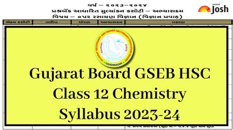 Gujarat Board Class Chemistry Syllabus GSEB HSC Important Topics And Marking Scheme