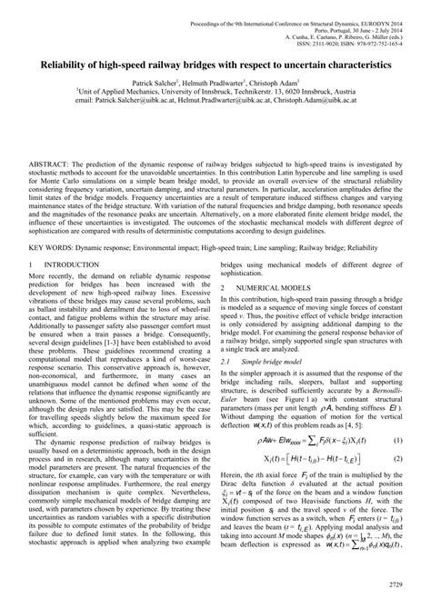 Pdf Reliability Of High Speed Railway Bridges With Respect To Uncertain Characteristics