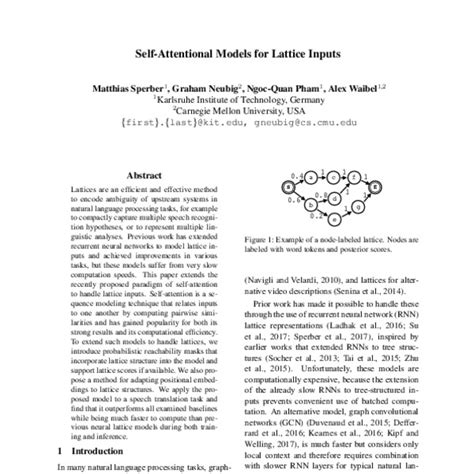 Self Attentional Models For Lattice Inputs Acl Anthology