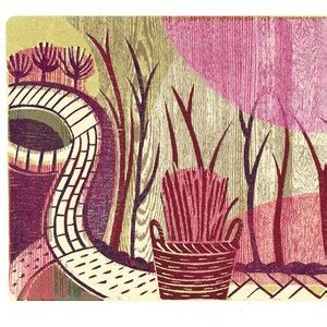 Autumn Pruning Digital Woodcut Print Etsy