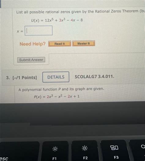 Solved List All Possible Rational Zeros Given By The