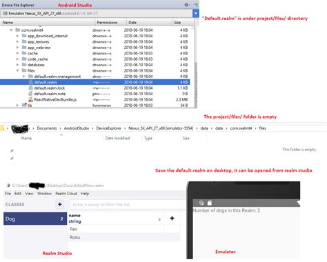 Android Studio Cannot Find Default Realm File Under Data Data Path Stack Overflow