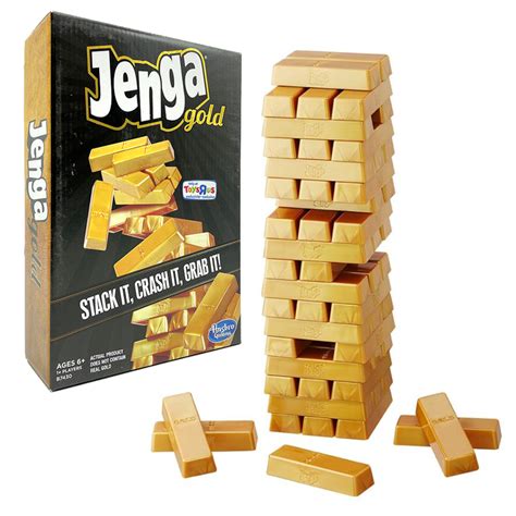孩之宝黄金色豪华版jenga Gold拼搭立体抽积木塔层层叠乐桌面游戏 虎窝淘
