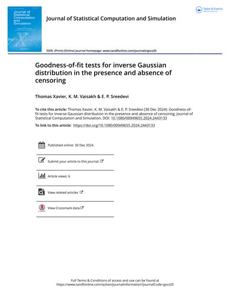 Pdf Goodness Of Fit Tests For Inverse Gaussian Distribution In The Presence And Absence Of