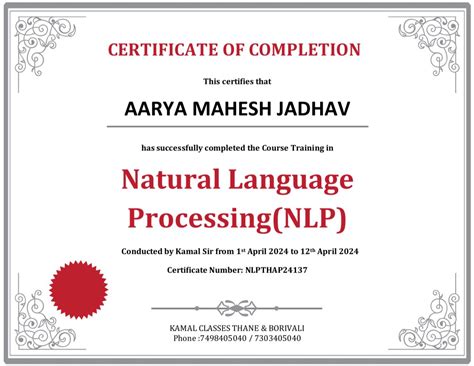 I Earned My Nlp Certification Aarya Jadhav Posted On The Topic