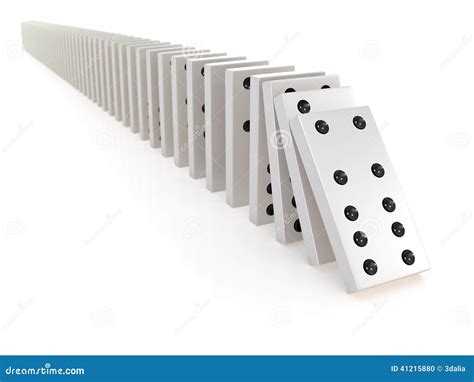 3d Row Of White Dominoes Falling Stock Illustration Illustration Of Team Sequence 41215880
