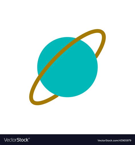 Planet With Ring Flat Color Ui Icon Royalty Free Vector