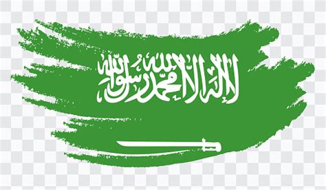 사우디 아라비아 국기와 함께 그런 지 브러시 스트로크 수채화 그림 깃발 포스터 국기의 배너 스타일 수채화 그리기 투명한 배경에 격리된 벡터입니다 가리기에 대한 스톡 벡터