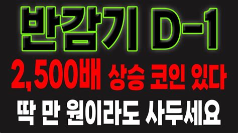 코인 분석 및 추천 반감기까지 단 하루 대폭등 가능성 100에 가깝다 2500배 오를 코인 공개합니다 만 원만