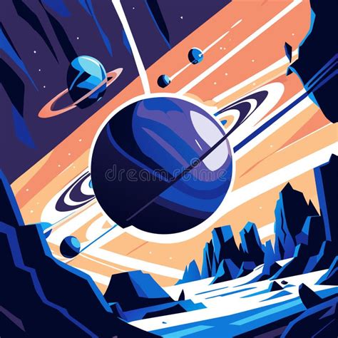 Space Exploration Spaceship In The Outer Space Vector Illustration Stock Illustration