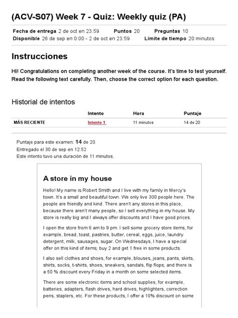 Acv S07 Week 7 Quiz Weekly Quiz Pa Ingles Ii 41036 Pdf Hamburgers Cuisine