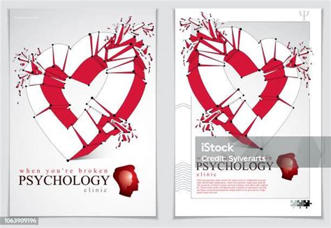 깨진된 마음 개념 해체 현실적인 3d 벡터 심장 기호 조각 전단지 또는 심리학 진료소 상담 및 치료에 대 한 안내 책자를 폭발의 그림 사랑을 깨는 창조적인 아이디어 3차원