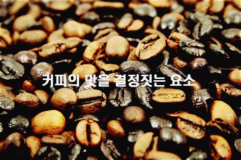 커피의 맛을 결정짓는 요소는 원두의 종류원두품질로스팅볶는정도추출방법물의 품질추출후 처리