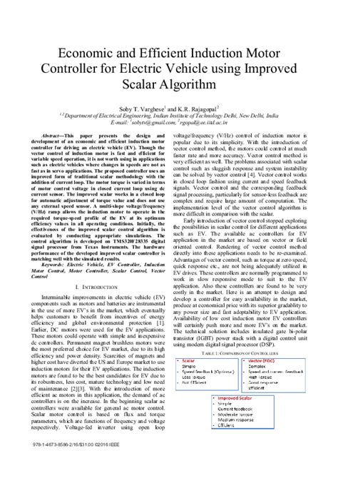 Pdf Economic And Efficient Induction Motor Controller For Electric