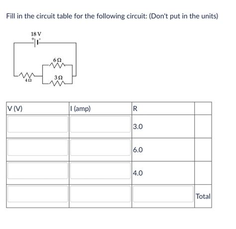 solved fill in the circuit table for the following circuit