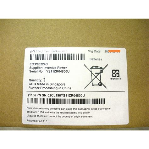 Ibm 02cl197 V9000 Flash System Battery New