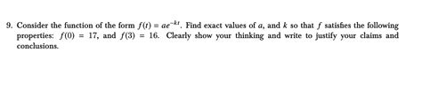 Solved Consider The Function Of The Form F T Ae Kt Chegg