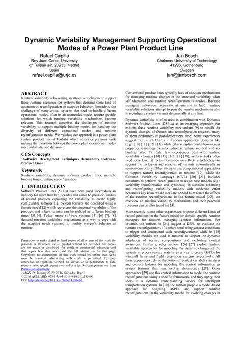Pdf Dynamic Variability Management Supporting Operational Modes Of A Power Plant Product Line