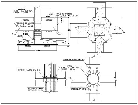 Foundation And Column Connection Section Elevation View Detail Dwg File Cadbull