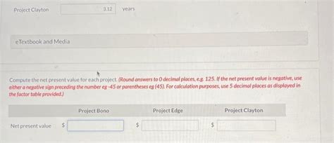 Solved Compute The Net Present Value For Each Project Chegg