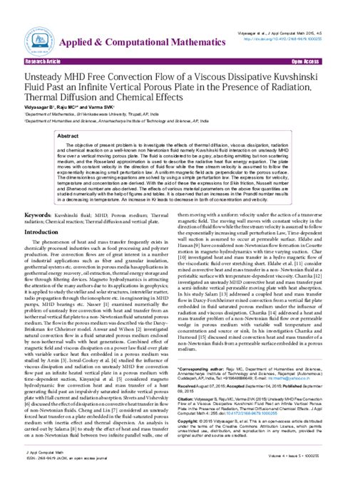 Pdf Unsteady Mhd Free Convection Flow Of A Viscous Dissipative