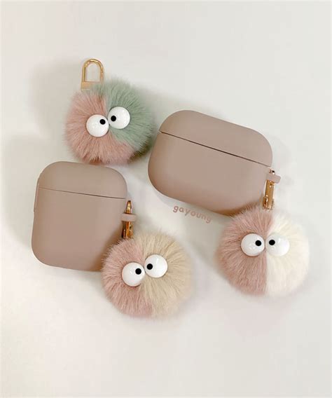파스텔 폼폼이 먼지 에어팟 프로2 에어팟3 케이스 에어팟프로 에어팟 케이스 하드 젤리 키링 세트 Tpu 에이블리