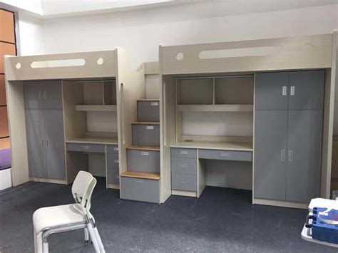 Dormitory Wooden Bunk Bed With Desk And Wardrobe Dormitory Bed And