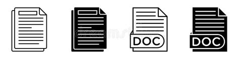 Document Icons Versions Set In Black Flat And Line Style Stock Vector Illustration Of Solid