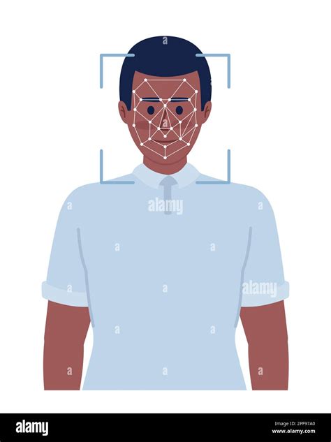 Male Employee Face Identification Semi Flat Color Vector Character Stock Vector Image And Art Alamy