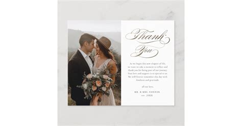 Budget Elegant Gold Script Wedding Thank You Card Zazzle