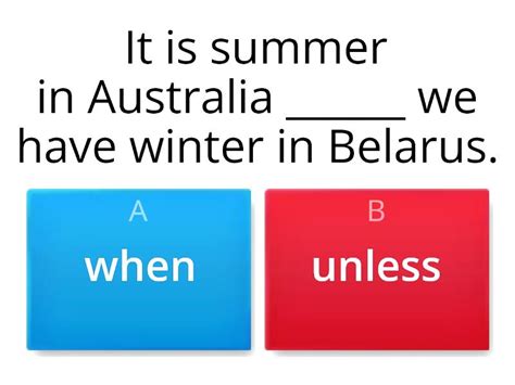 Conditionals Unlessif Quiz