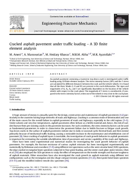 Pdf Cracked Asphalt Pavement Under Traffic Loading A 3d Finite