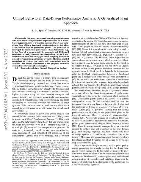 Pdf Unified Behavioral Data Driven Performance Analysis A