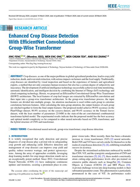 Enhanced Crop Disease Detection With Efficientnet Convolutional Group Wise Transformer Pdf