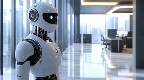 Robot Assistant In Modern Office Helping With Automation And Technology