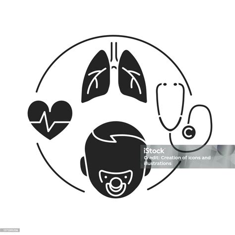 소아 폐계 흑색 글리프 아이콘 어린이의 호흡기 를 확인하고 치료하십시오 웹 페이지 모바일 앱 프로모션용 픽토그램 0명에 대한 스톡 벡터 아트 및 기타 이미지 Istock
