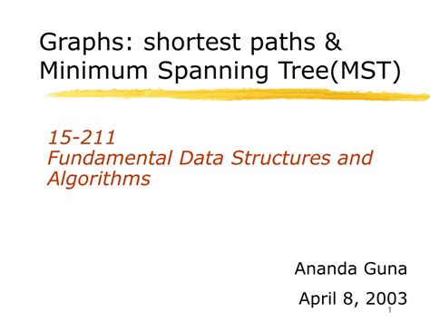 Ppt Graphs Shortest Paths And Minimum Spanning Treemst Powerpoint