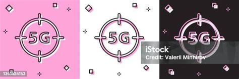 분홍색과 흰색 검은 색 배경에 고립 된 5g 새로운 무선 인터넷 와이파이 연결 아이콘을 설정합니다 글로벌 네트워크 고속 연결 데이터 속도 기술 벡터 0명에 대한 스톡 벡터