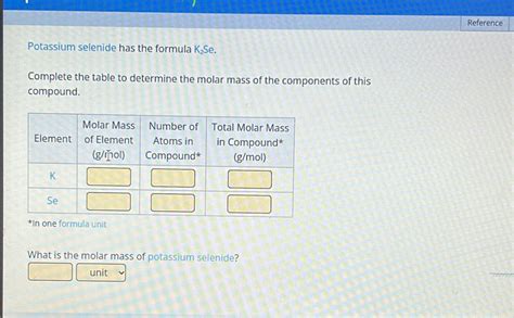 Solved Reference Potassium Selenide Has The Formula K₂se Complete The